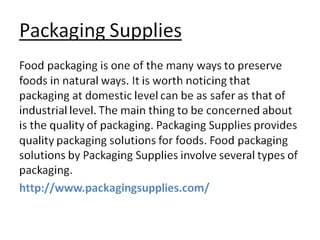 Types of food packaging