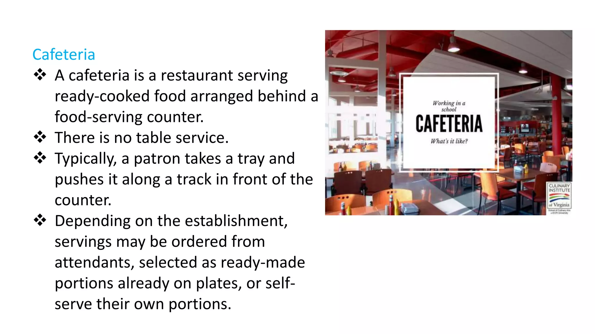 Types of food service establishments | PPTX