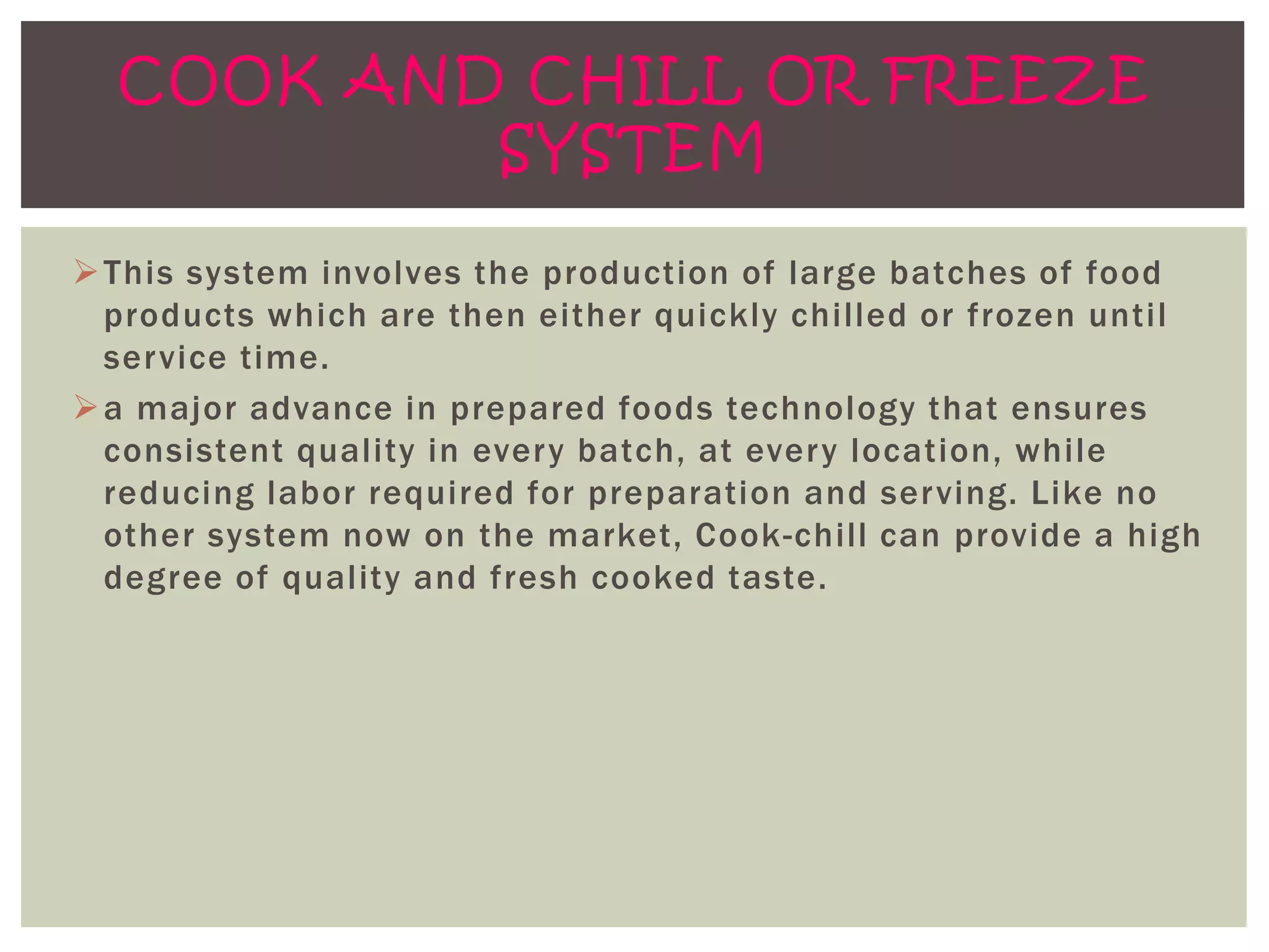 Types of Food Service System | PPTX