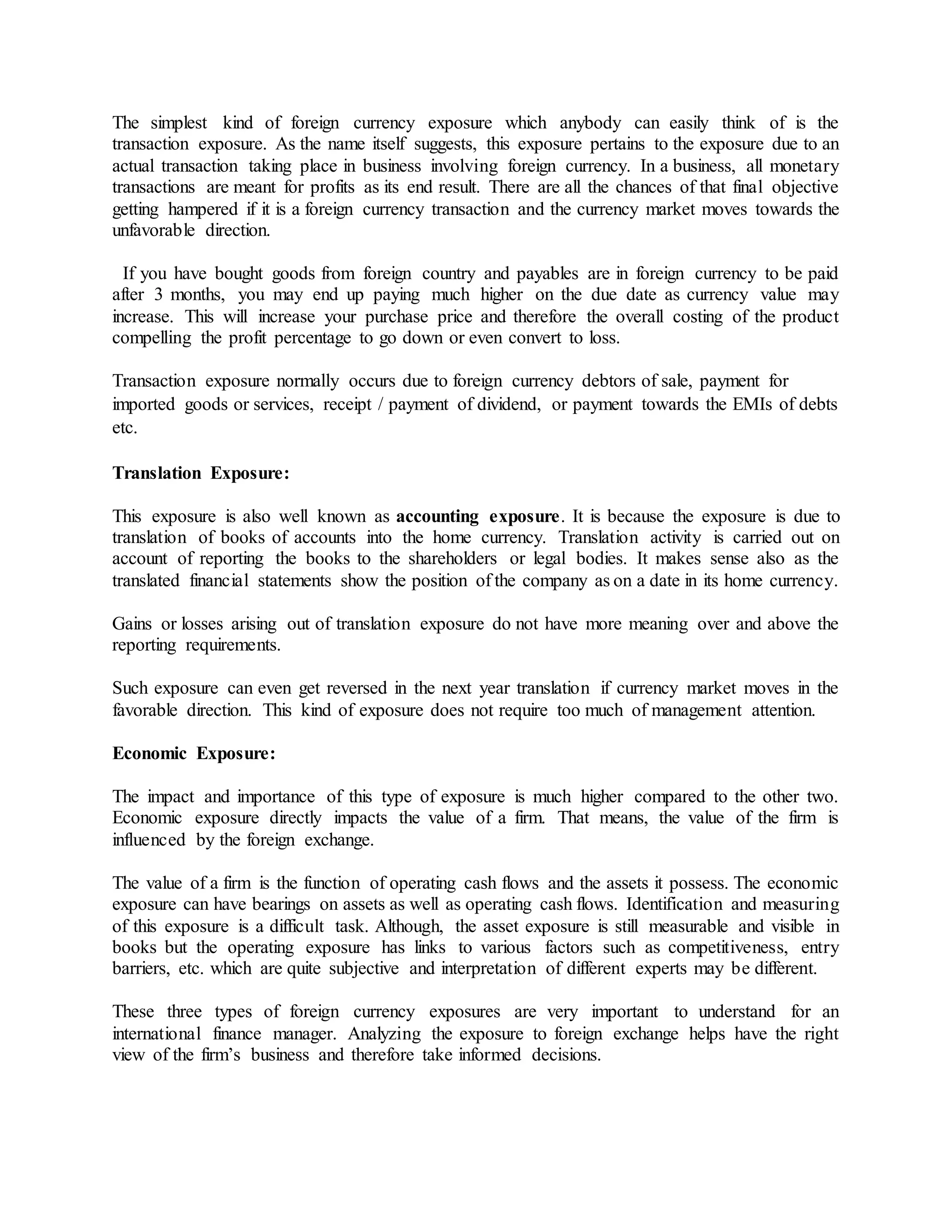 Types of foreign exchange (currency) exposure | DOCX