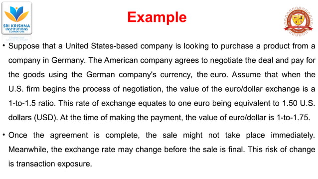 Types of foreign exchange exposure and calculation of exposure | PPT