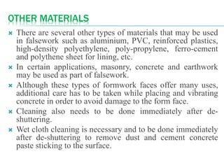 Types of Formwork, Construction & Materials.pptx