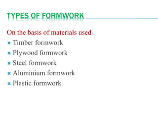 Types of Formwork, Construction & Materials.pptx
