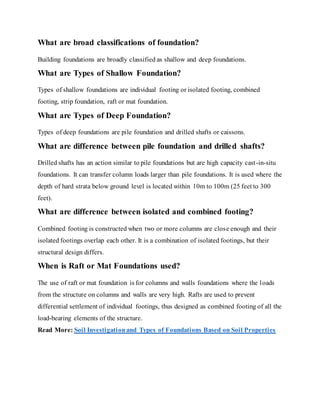 Types of foundation and their uses | DOCX