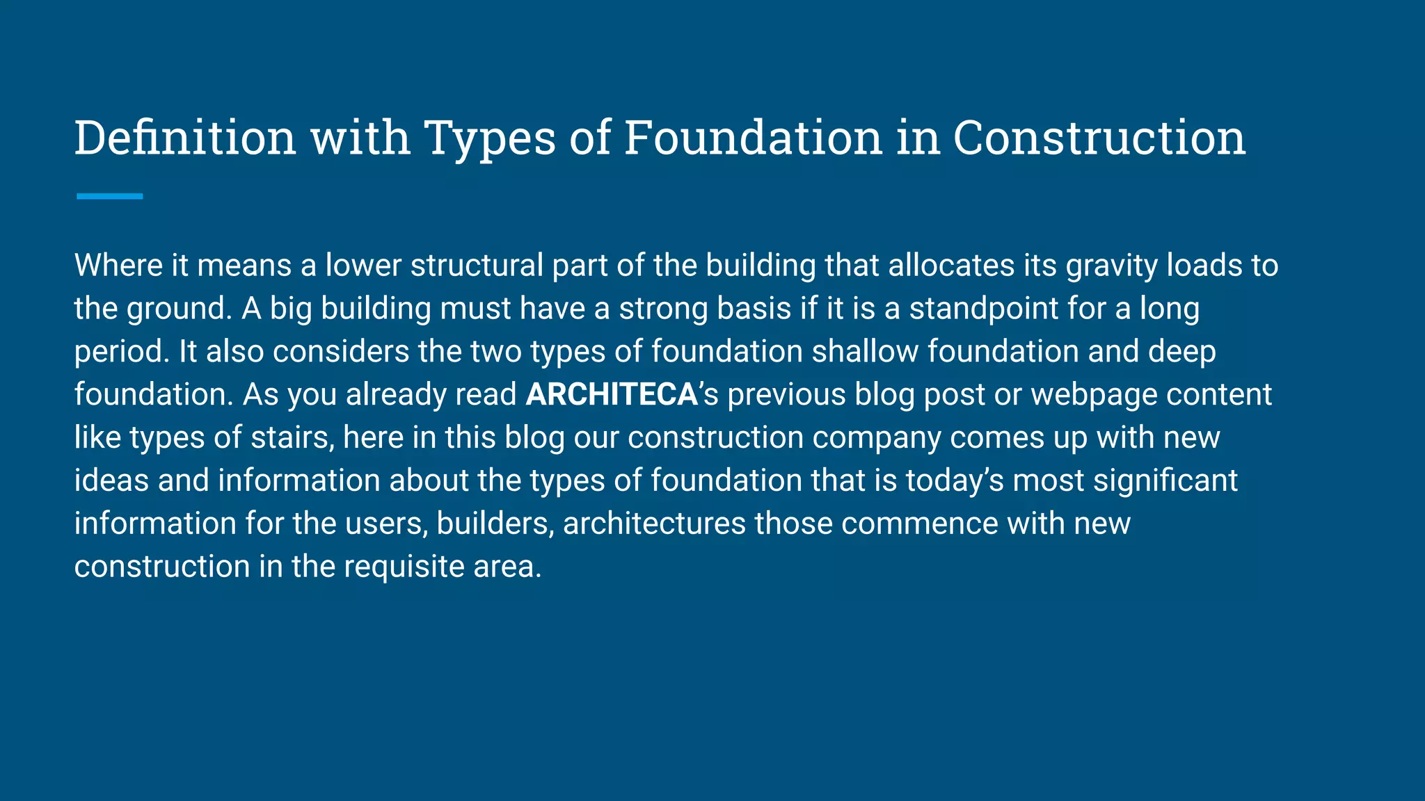 Types Of Foundations For Building - ARCHITECA | PPT