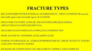 Types of fractures ,fracture healing stages and factors influencing ...