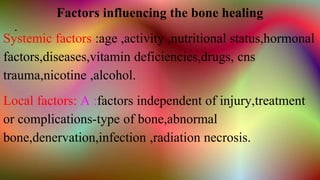 Types of fractures ,fracture healing stages and factors influencing ...