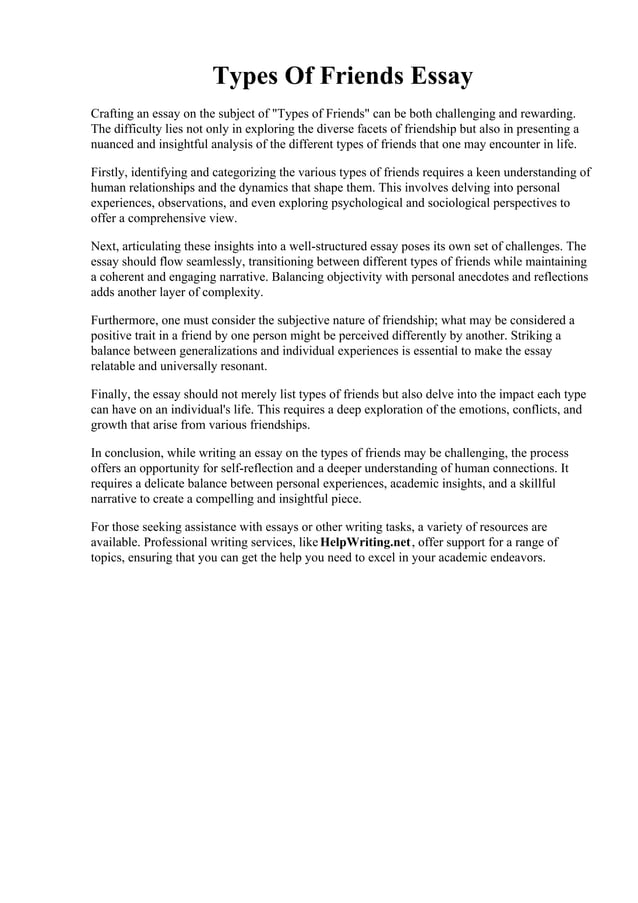 Types Of Friends Essay | PDF
