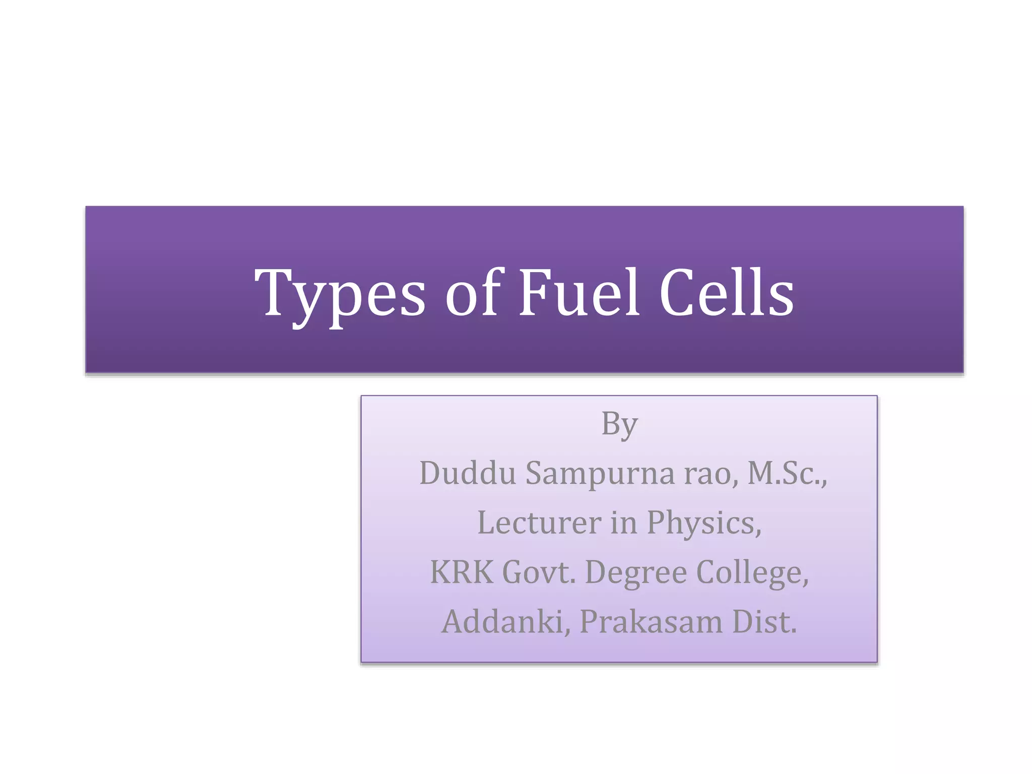 Types of fuel cells | PPTX