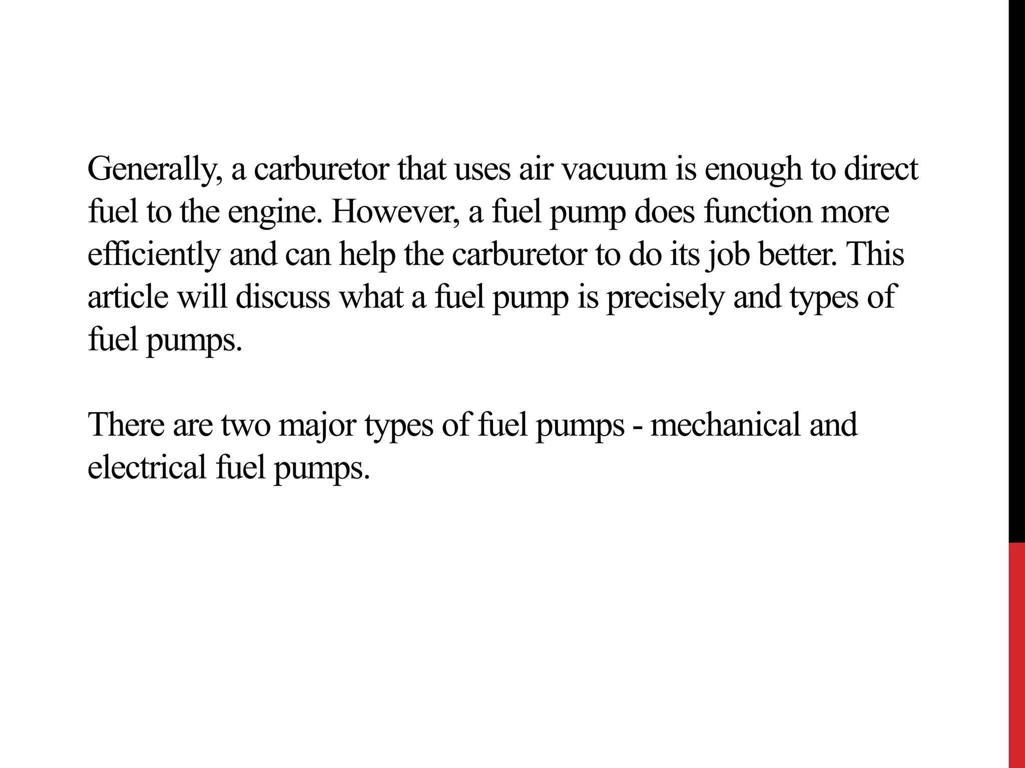 Types of fuel pumps | PPTX