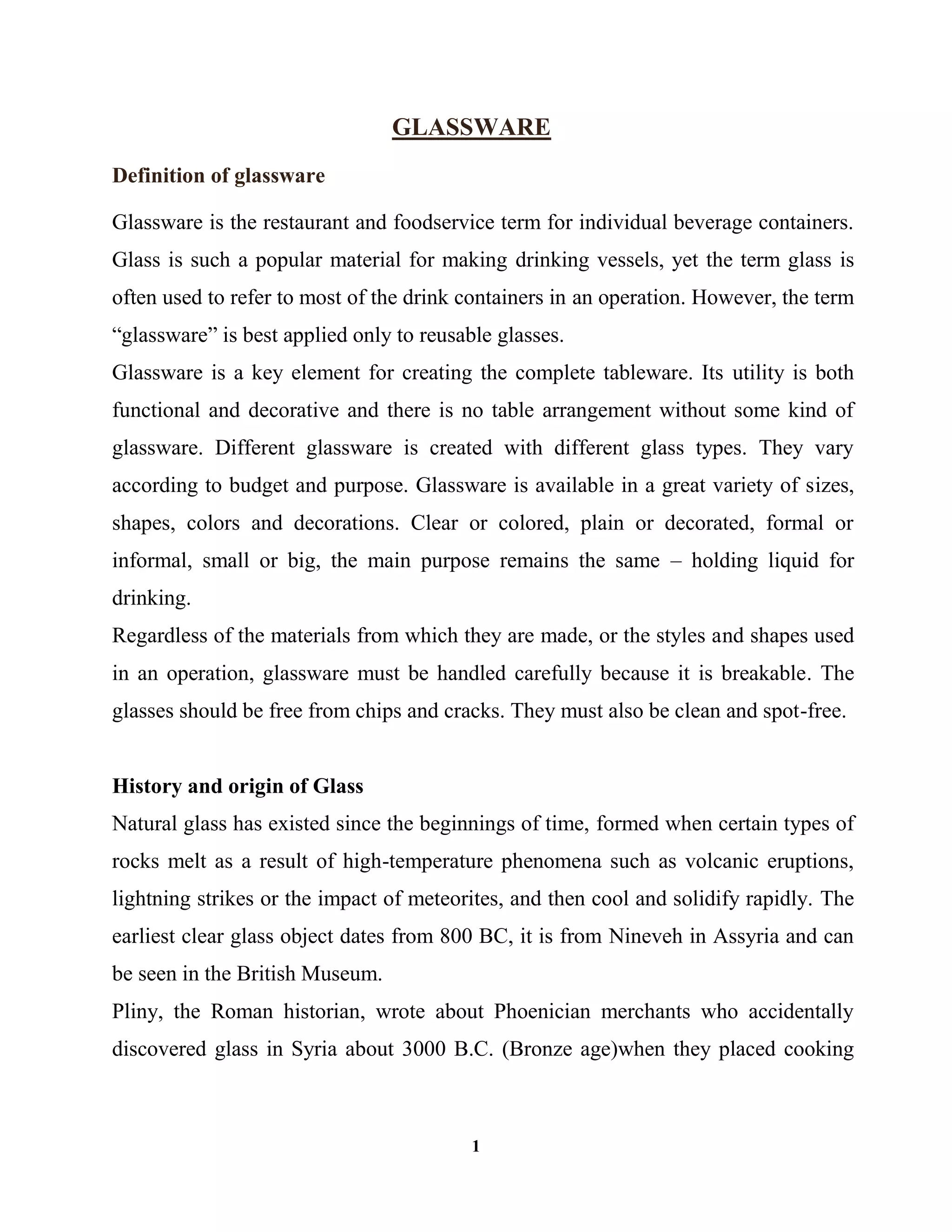 Types of glasswares | PDF