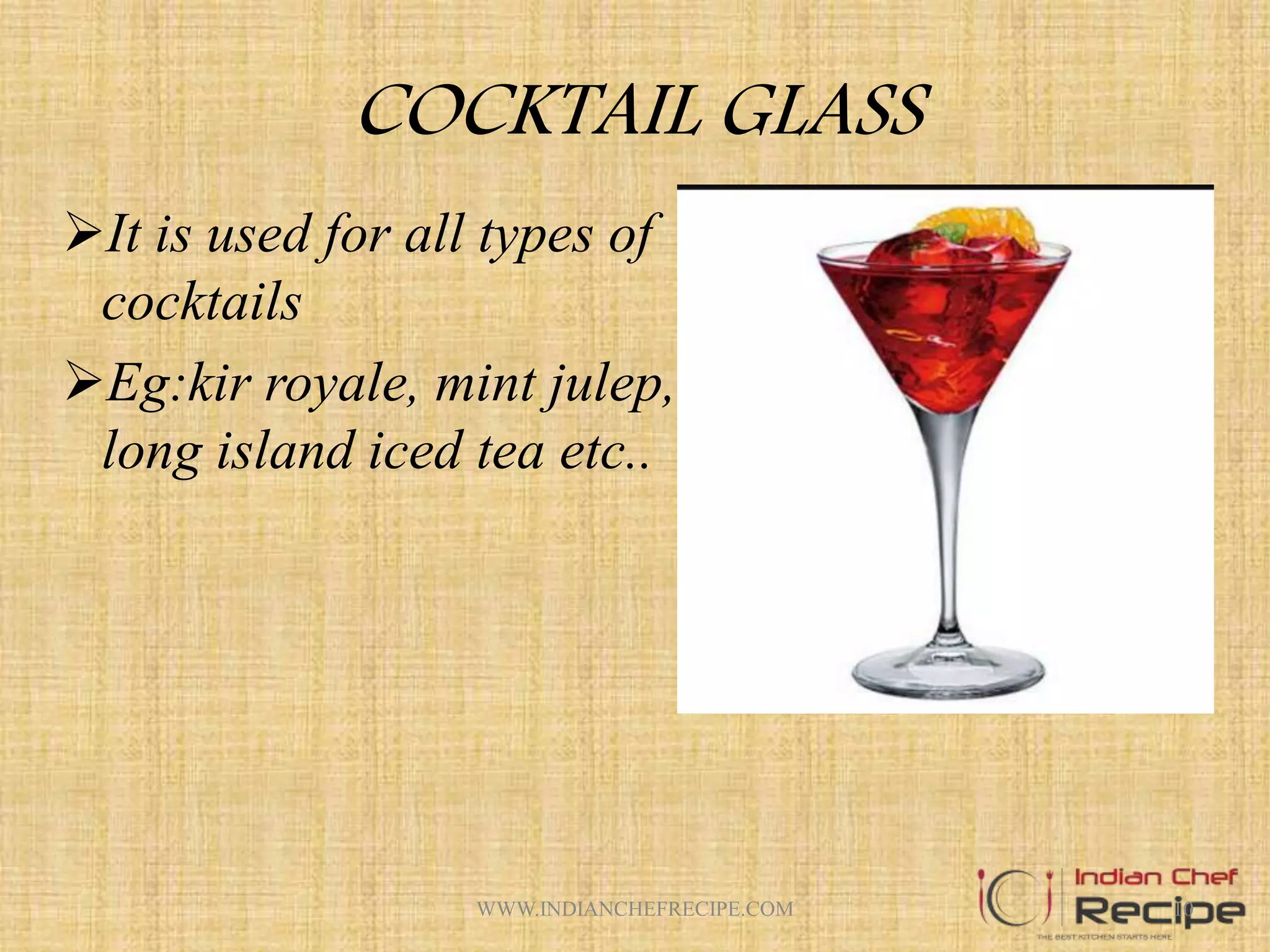 TYPES OF GLASSWARE USED IN RESTAURANT | PPTX