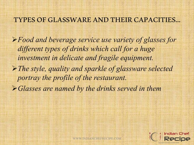 TYPES OF GLASSWARE USED IN RESTAURANT | PPTX