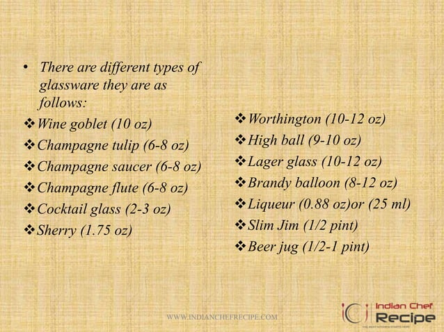 TYPES OF GLASSWARE USED IN RESTAURANT | PPTX