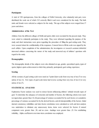 Psychometrics of Types of goal Scale (TGS) | PDF