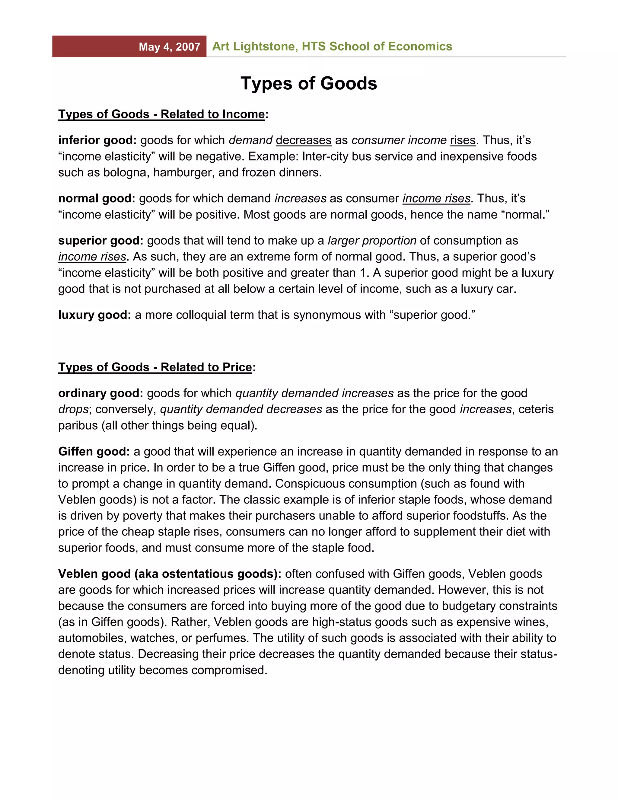 Types of goods | PDF