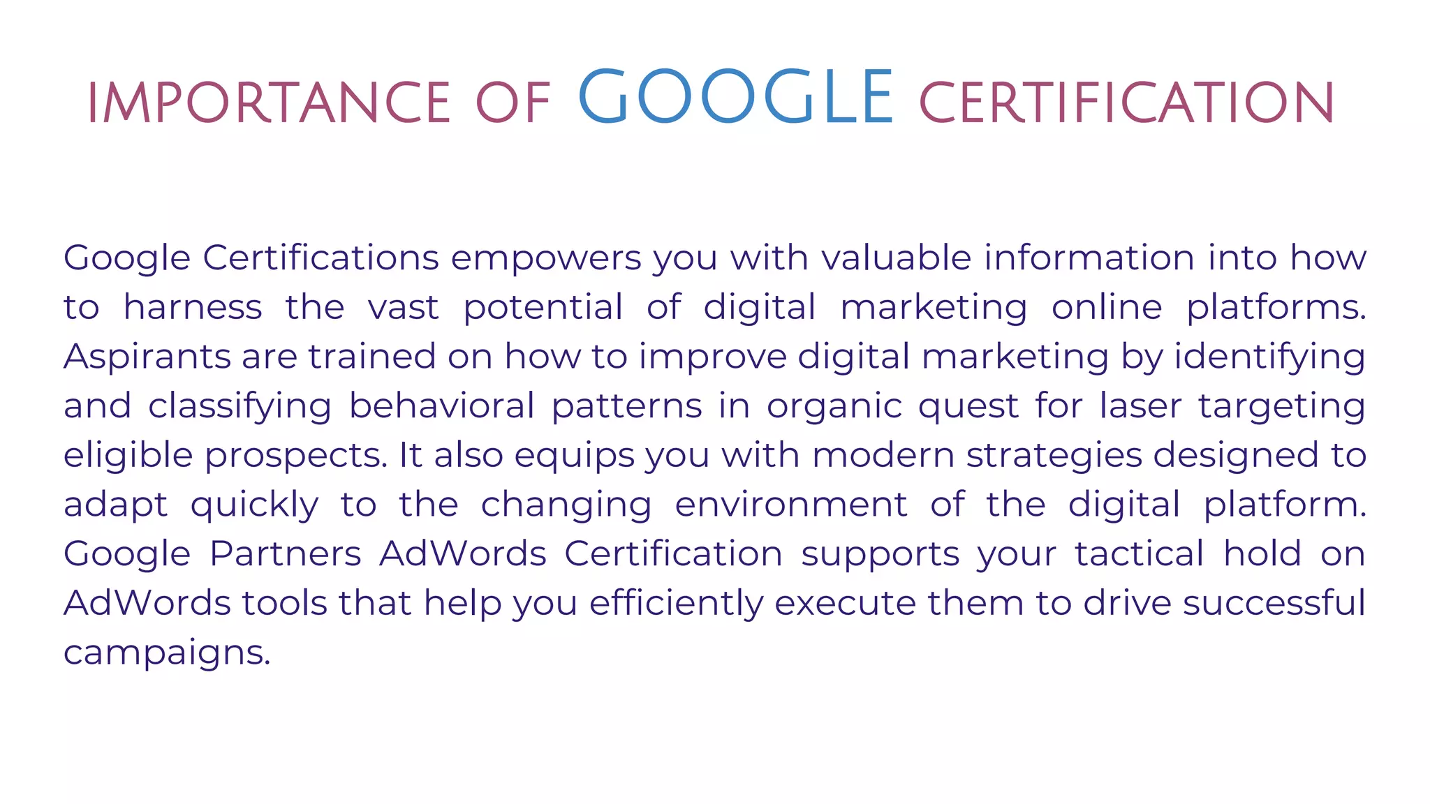 Types of google certifications | PPTX