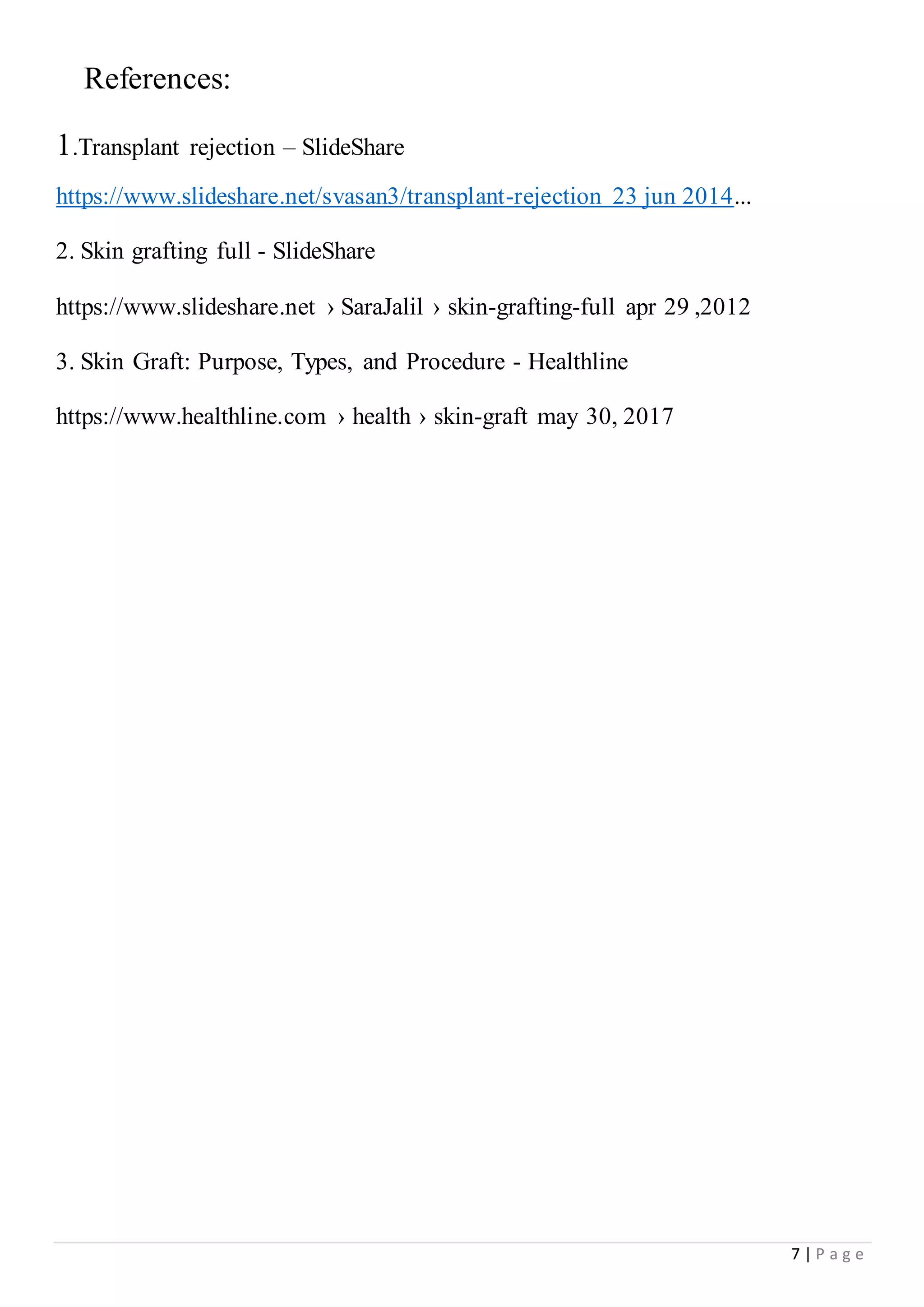 Types of grafts and grafts rejection | DOCX