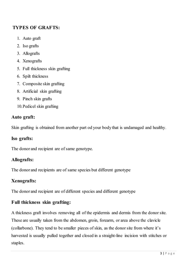 Types of grafts and grafts rejection | DOCX | Skin and Dermatology ...