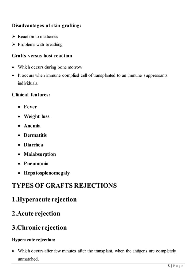 Types of grafts and grafts rejection | DOCX | Skin and Dermatology ...