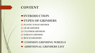Types of grinders | PPTX | Woodworking | Arts and Crafts
