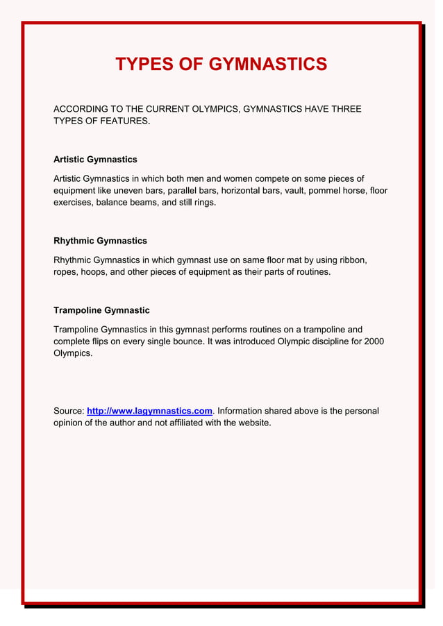 Types of Gymnastics | PDF