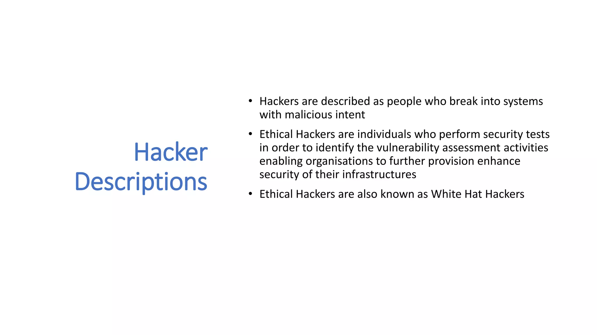 Types of hackers | PPTX | Computing | Technology & Computing
