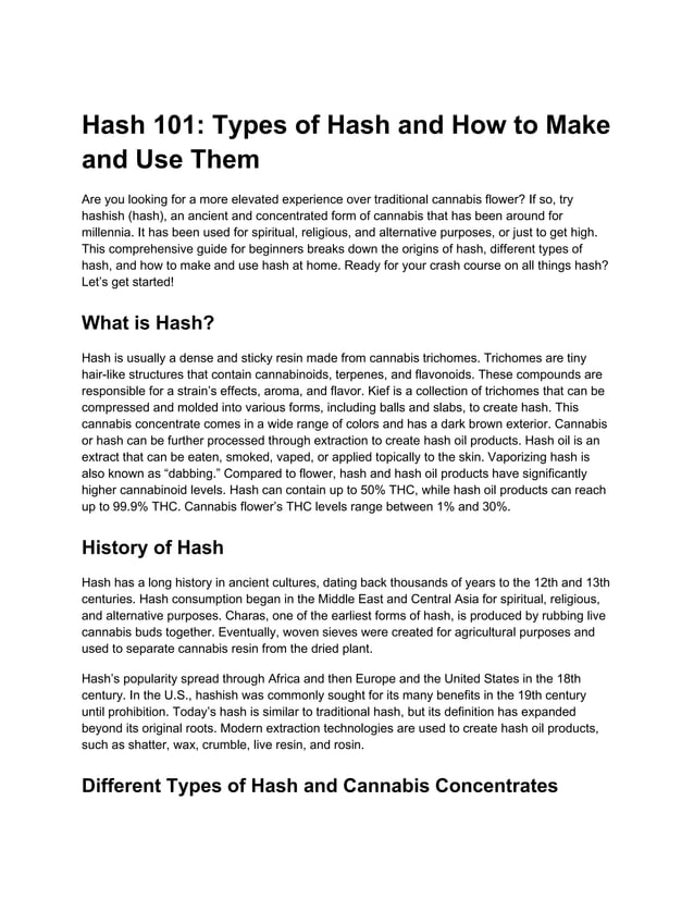 Types of Hash and How to Make and Use Them | PDF