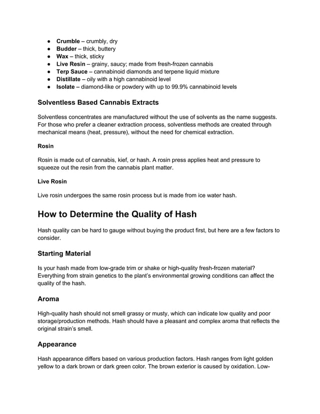 Types of Hash and How to Make and Use Them | PDF