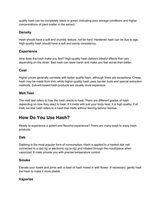 Types of Hash and How to Make and Use Them | PDF