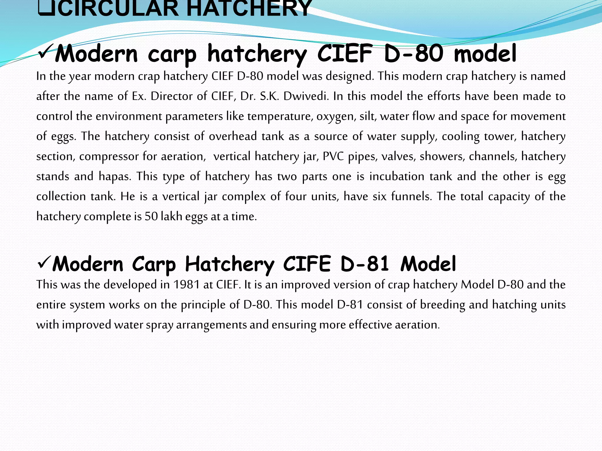 Types of hatchery and their operation | PPTX