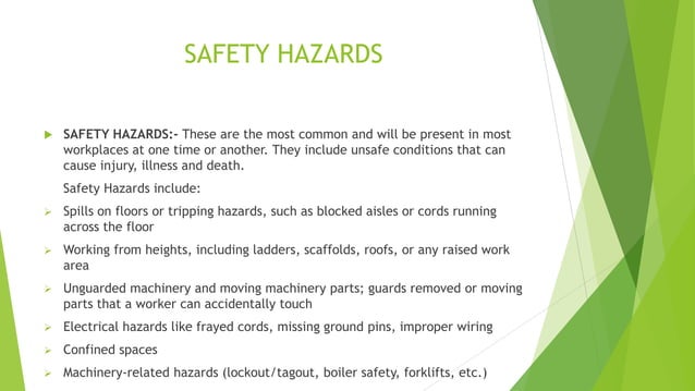 Types of hazards | PPTX | Injuries | Diseases and Conditions