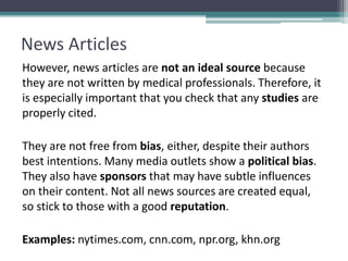 Types of Health Information Sources | PPTX