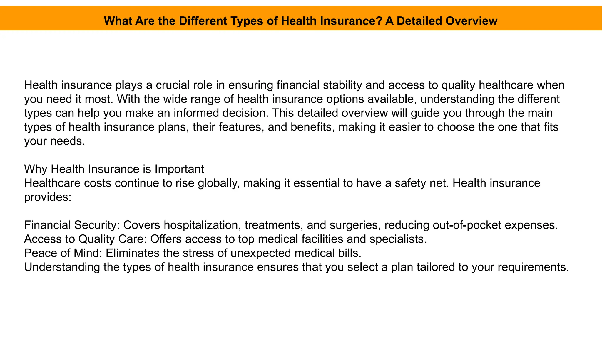 Types of Health Insurance insurance company | PPTX