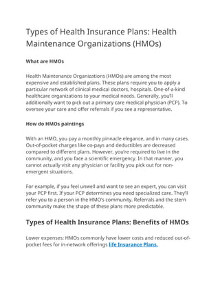 Types of Health Insurance Plans (HMO, PPO, EPO, POS).docx