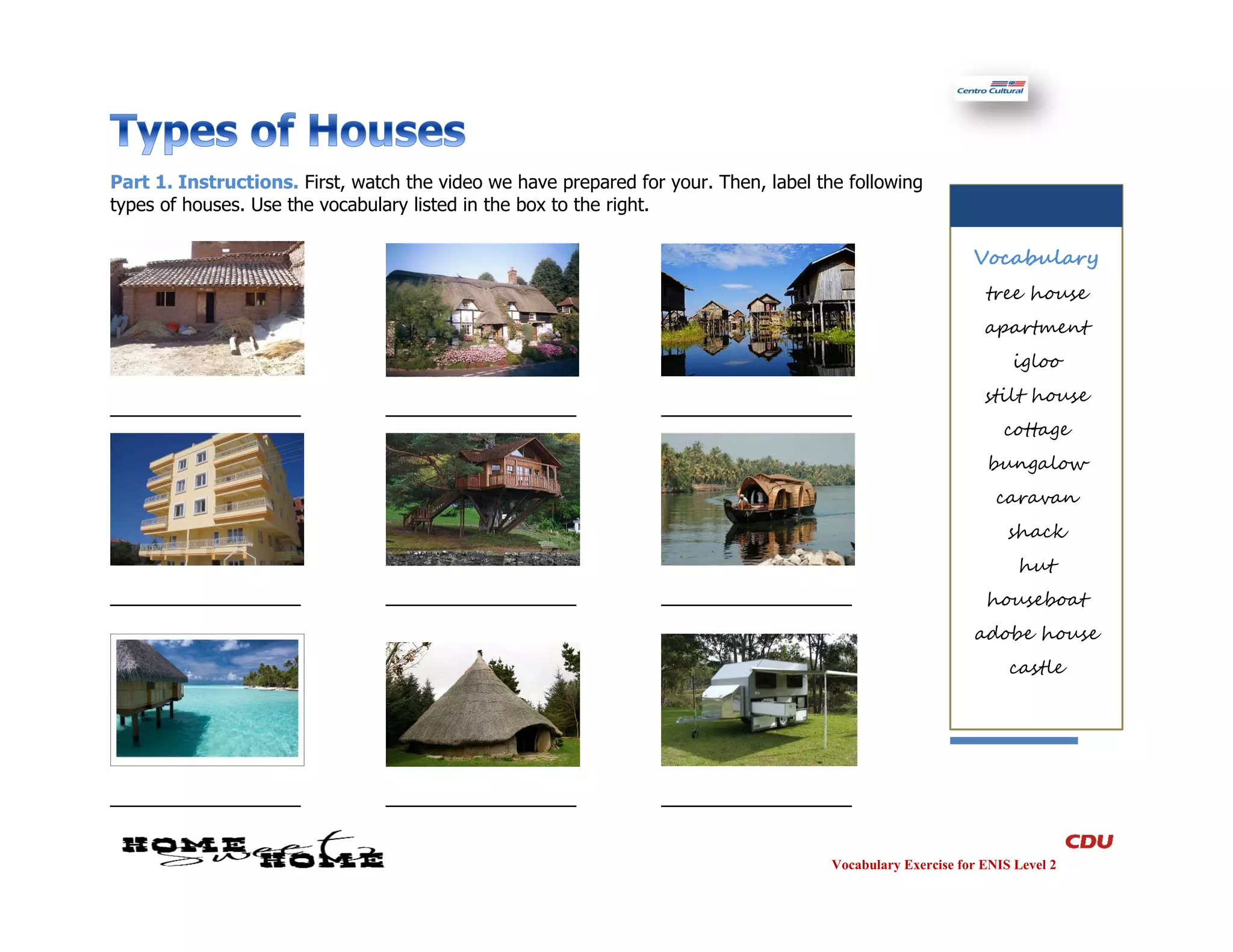 Types of homes worksheet | PDF
