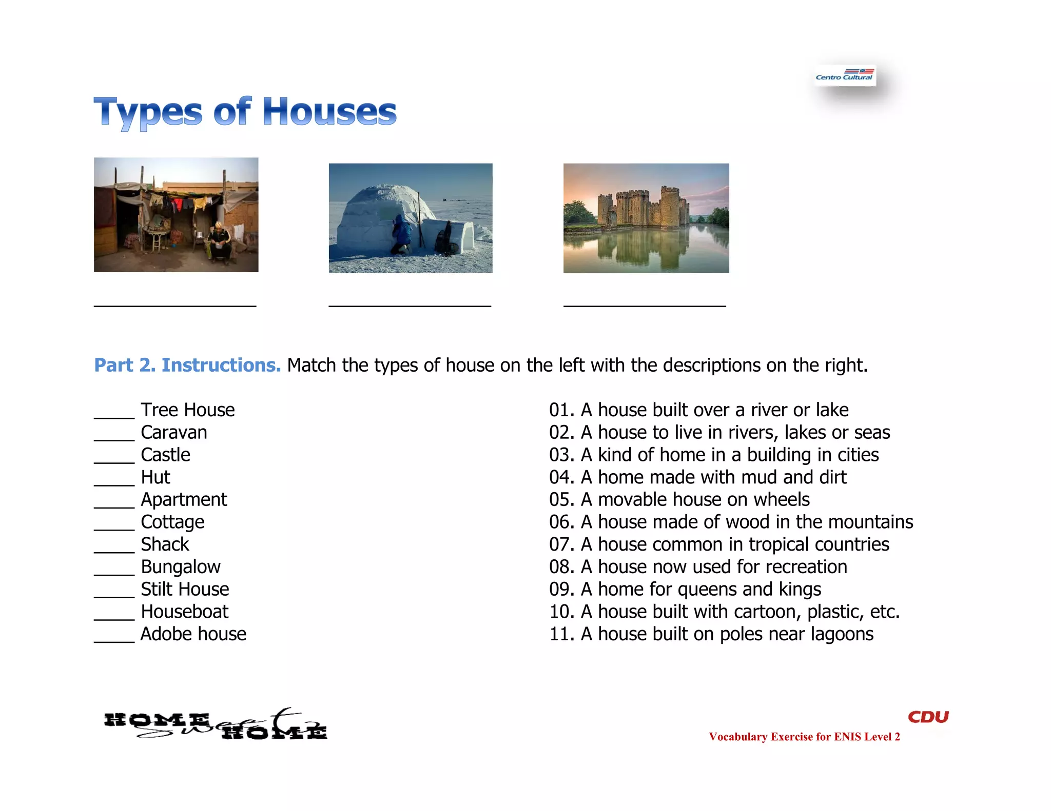 Types of homes worksheet | PDF