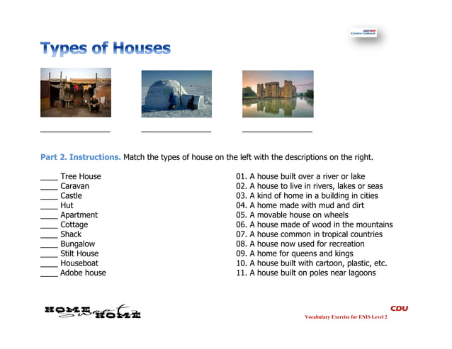 Types of homes worksheet | PPT
