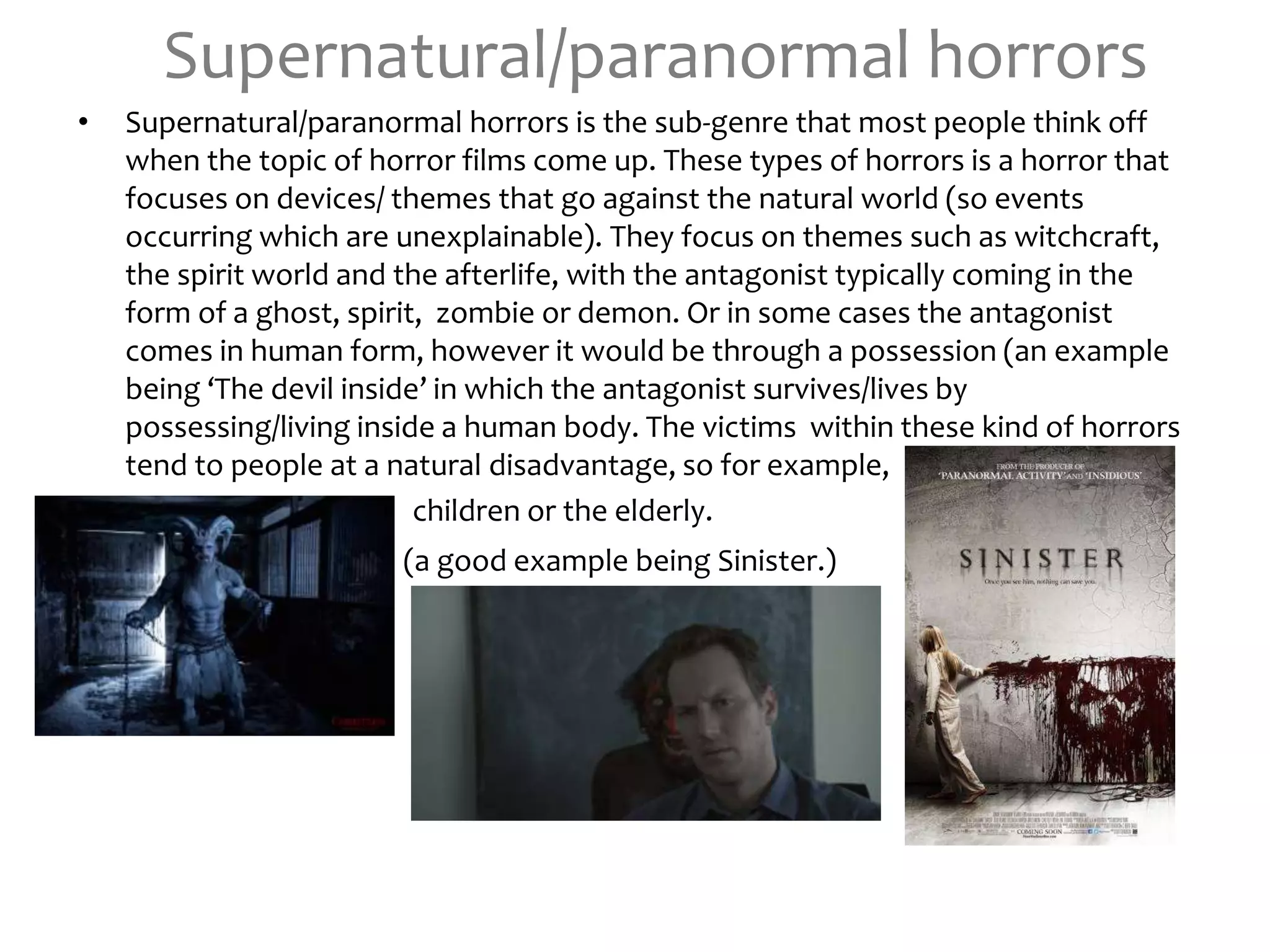 Types of horrors (sub-genre) | PPTX