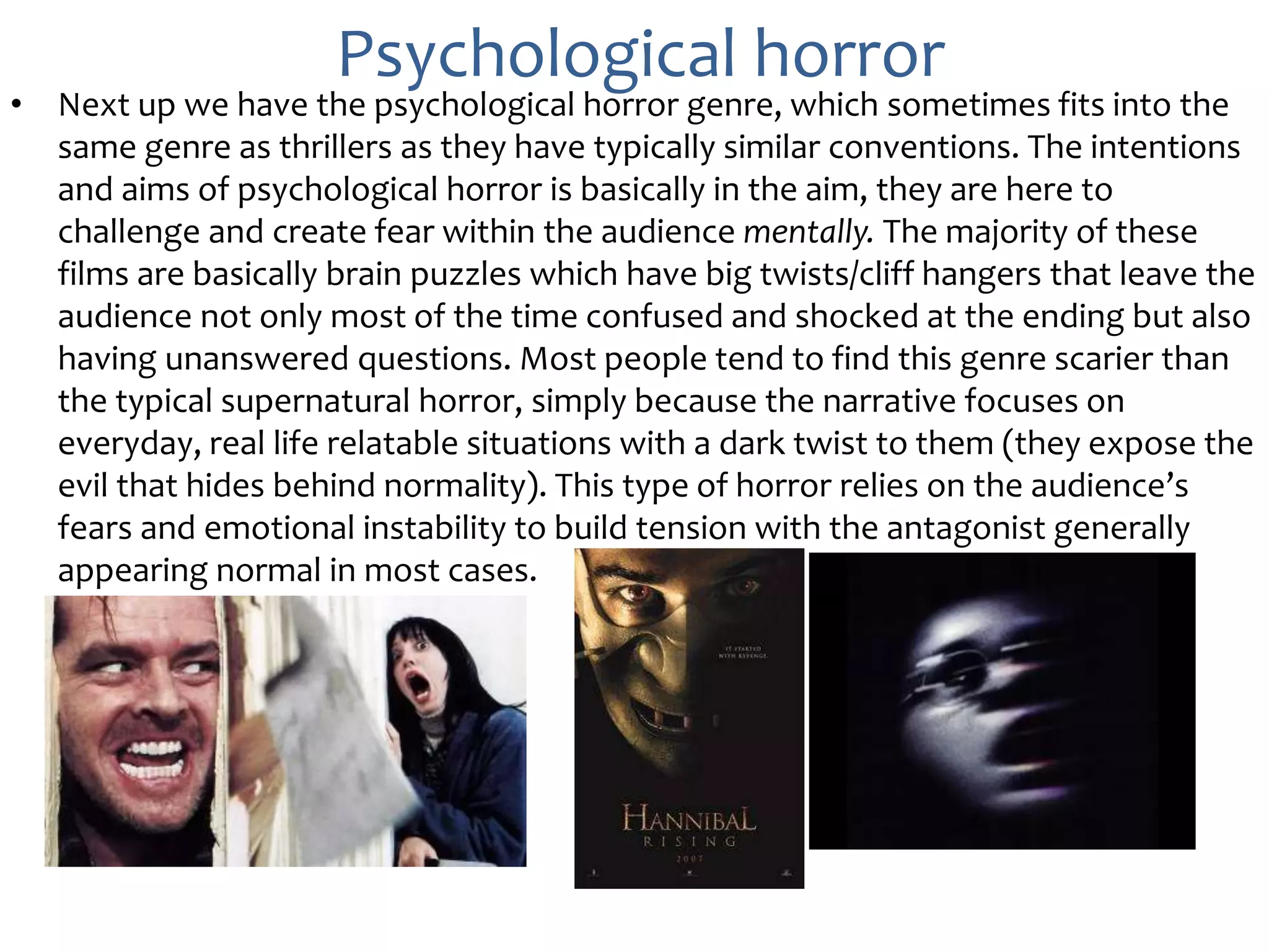 Types of horrors (sub-genre) | PPTX