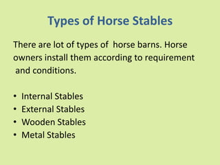 Types of Horse Stables & Barns | PPTX