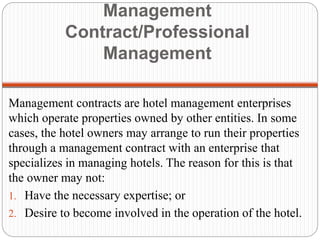 Types of Hotel ownership | PPTX