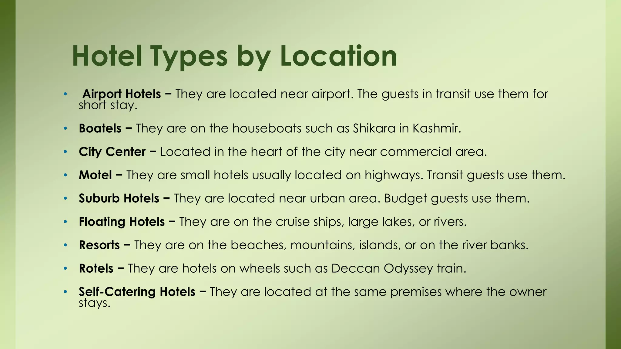 Types of Hotel & Room | PDF