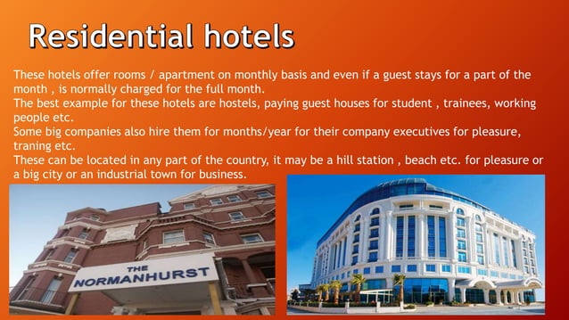 Types of hotels | PPTX | Hotels and Motels | Travel Type