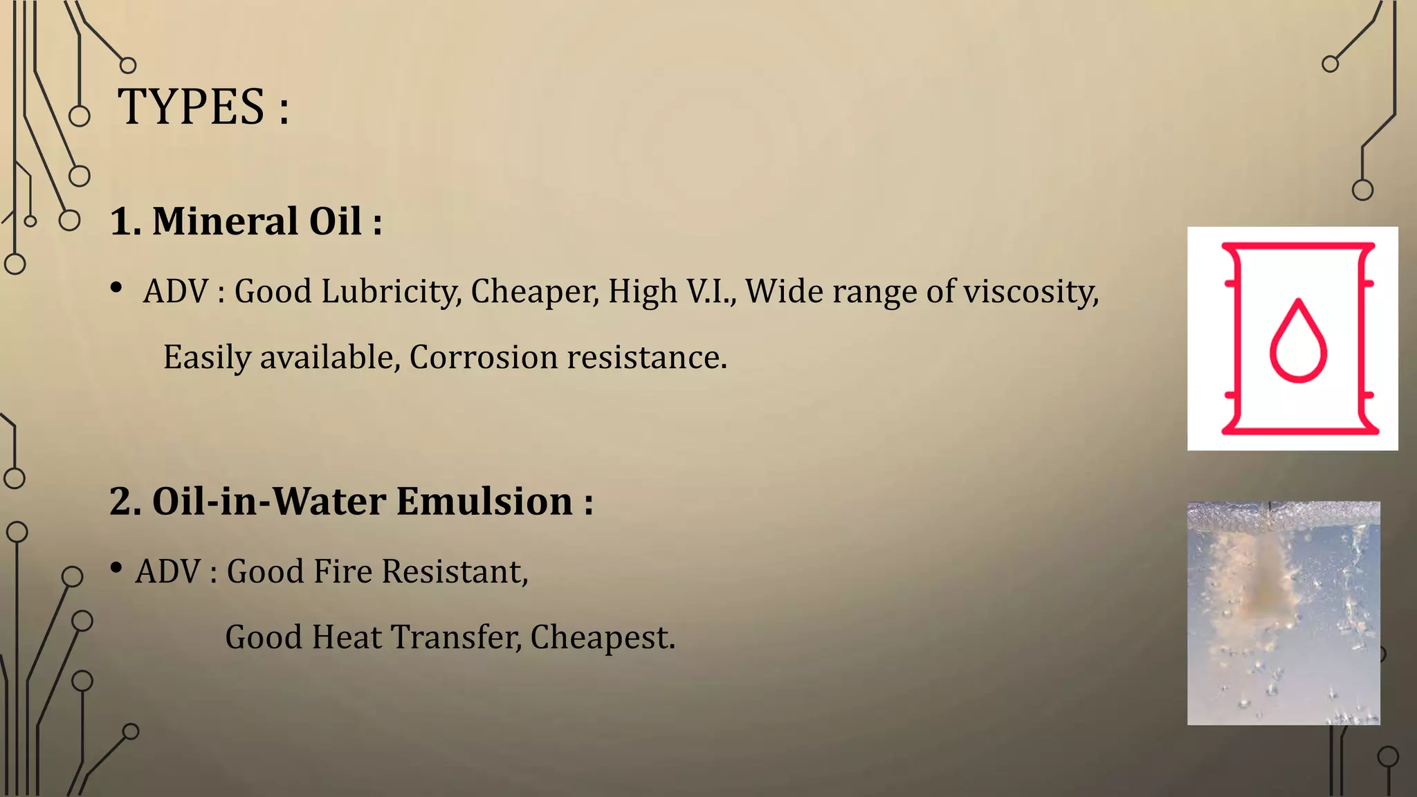 Types of hydraulic oil & its selection | PPTX