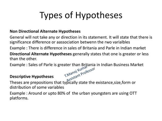 Types of hypotheses | PPT | Free Download