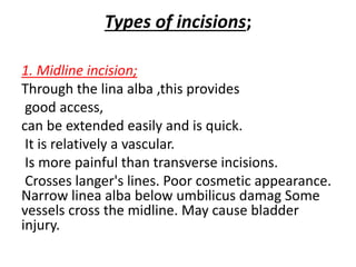 TYPES OF INCISIONS. presentation lecture | PPTX