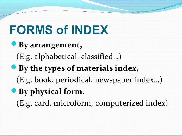 Types of indexes