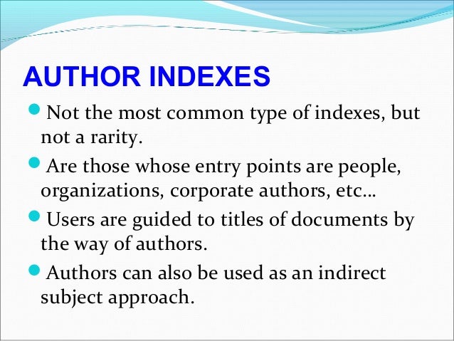 Types of indexes