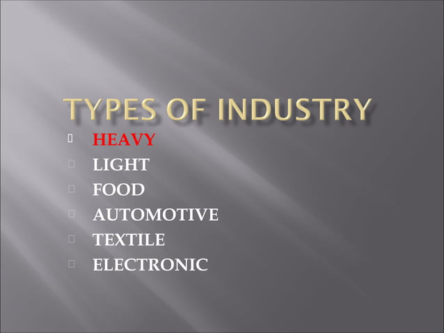 Types of industry | PPT | Automotive Industry | Industries